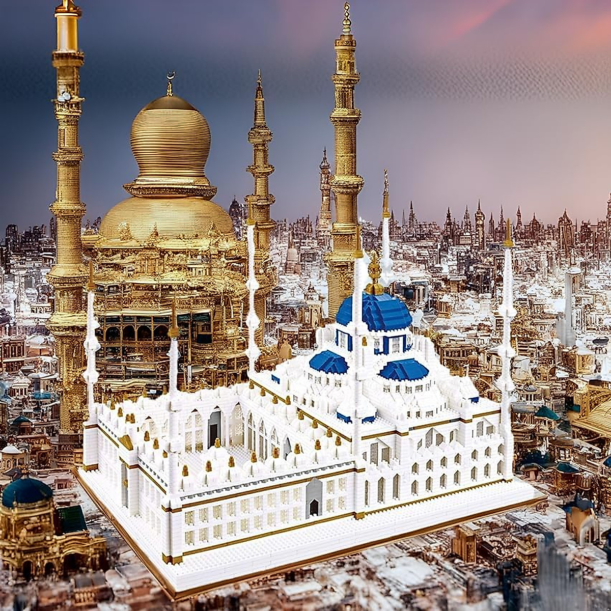 KLMEi Micro Building Blocks Set 6850 Pcs Blue Mosque Miniature World Landmark Architectural Construction Model for Adult and Children Age of 14+