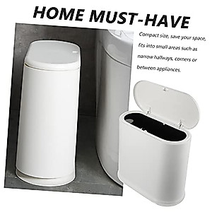 OFFSCH Crevice Trash Can Litter Trash Can Rubbish Bin Decorative Trash Bin Bedroom Garbage Can with Lid Recycling Containers Mini Decor Narrow Spaces Container Bin Office Dustbin White Pp