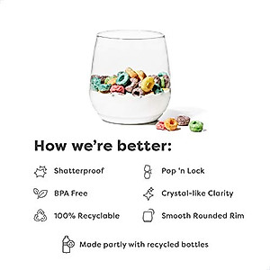 TOSSWARE POP 12oz Vino Jr Set of 12, Premium Quality, Recyclable, Unbreakable & Crystal Clear Plastic, Cocktail, 12 Count (Pack of 1), Whiskey Glasses