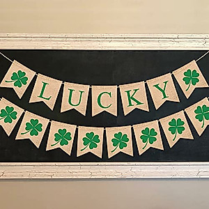 St. Patrick'S Day Decorations Burlap Lucky Banner Four Clover Green Banner, Irish Party Banner, Green Theme Party Decoration