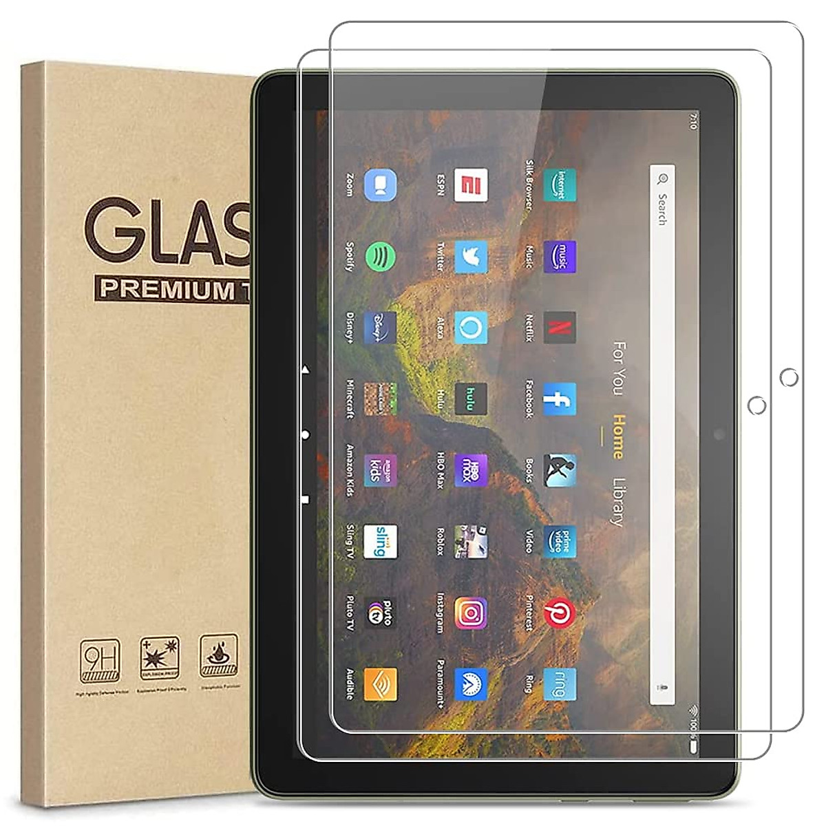 YUSYAIE [2 Pack] Tempered Glass Screen Protector For Fire HD 10/10 Plus/ 10 Kids Pro(2021 Release,11th Generation) Tablet with 2.5D 9H HD Bubble-Free Clear Transparent Ultra thin Protective glass