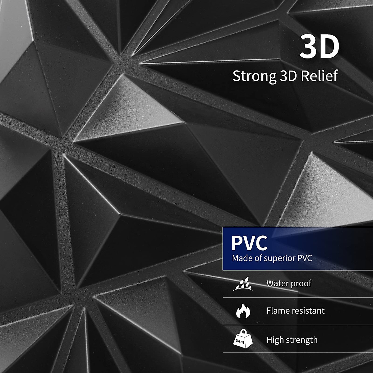 Art3dwallpanels 33 Pack 3D Wall Panel for Interior Wall Décor, PVC Textured Wall Panels, 3D Wallpaper Modern Wall Tiles, Black