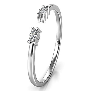 Kobelle Sz 10.0 Solid 10K White Gold Diamond Wedding Stackable Open Ring