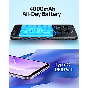 Ulefone Unlocked Phone, Note 15 Android Phones, 2GB+32GB, 6.22" IPS Full-Screen, 4000mAh Battery, 8MP AI Camera, Triple Card Slots, Dual 3G Cell Phone Unlocked, Face Recognition, Type C- Blue