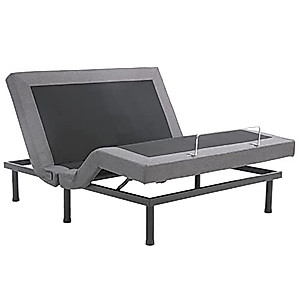 Adjustable Comfort Upholstered Adjustable Bed Base with Massage, Wireless Remote, Three Leg Heights, and USB Ports-Ergonomic, Full, Black