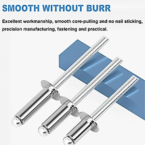 Seept 110pcs Steel Rivets 7-Sizes 304 Stainless Steel Pop Rivets Assortment Kit 1/8",5/32",3/16" Pop Rivets Stainless Steel Blind Rivets kit Rosette Rivets Stainless Steel Rivet