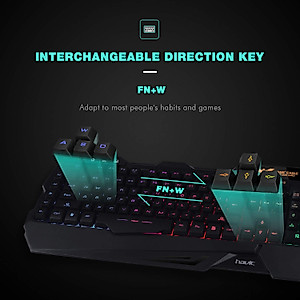 HAVIT HV-KB558CM Gaming Keyboard and Mouse Combo (Rainbow Backlit) Black / UK Layout (QWERTY)