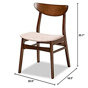 Baxton Studio Parlin Mid-Century Modern Transitional Light Beige Fabric Upholstered and Walnut Brown Finished Wood 4-Piece Dining Chair Set