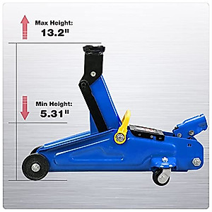 Jack Boss Floor Jack 1.5 Ton (3,300 LBs) Hydraulic Car Jack with Storage Case, Lifting Range from 5.31 Inch to 13.2 Inch, Fits Sedans Automotive