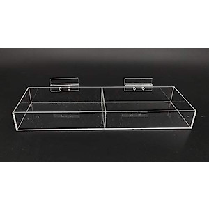 FixtureDisplays® Clear Acrylic Bin Transparent Plexiglass Organizer Tray Slatwall Basket 16.5W X 5.5D X 2.5"H Double Slot Plexiglass Holder Removalbe Hook 11709-15CNEW