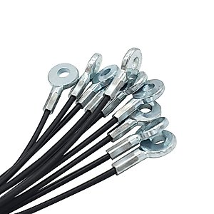 Bytiyar 10 pcs 20 inch (50cm) 3mm Thickness Galvanized Steel Wire Cable Eyelets Ended Short Rope Lanyard Safety Tether Chain Lock with Vinyl Coated Cover Black