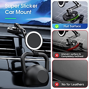 Fit for Magsafe Car Mount Long Adjustable Arm Magnetic Phone Holder for Car 360° Rotation Magnetic Car Phone Holder for iPhone Dashboard Cell Phone Mount for iPhone 15 14 13 12 Pro Max All Phones