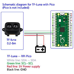 Wishiot TF-Luna LiDAR Range Finder Sensor 0.2m-8m Single-Point Ranging Module UART/I2C 5V with 6Pin Terminal to Dupont Cable for Arduino/RPi Pico/Pixhawk/WiFi_Lora_32