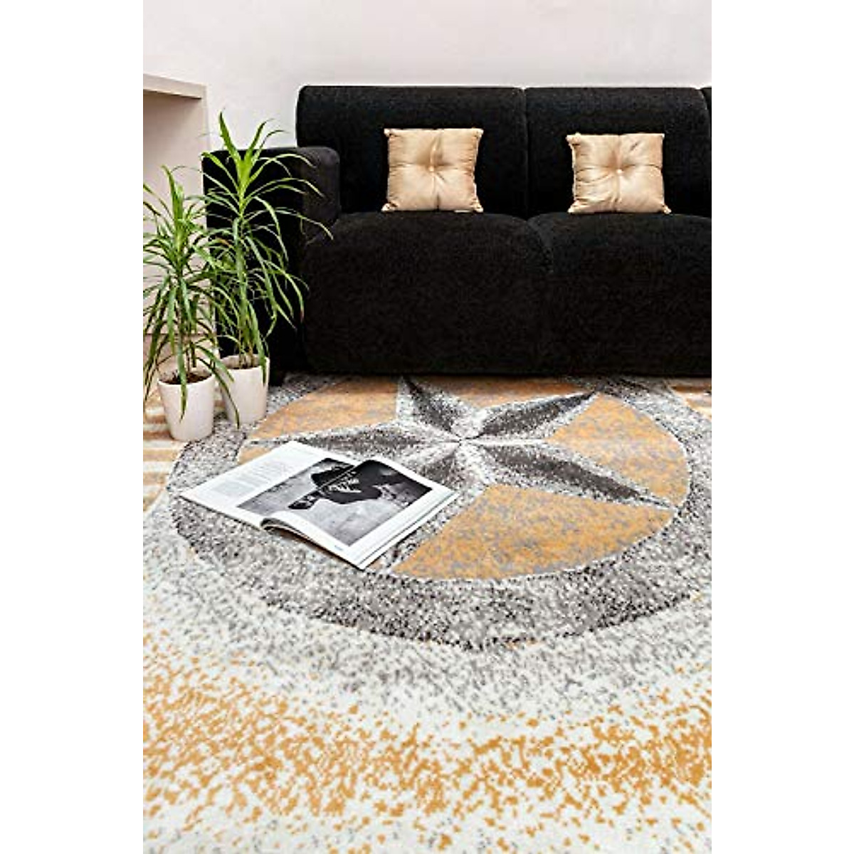 Furnish my Place Texas Star Rug - 5 ft. x 8 ft, Beige Rustic, Novelty Lone Star Rug with Border, Jute Backing