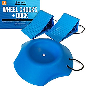 2 Trailer Wheel Chocks with Rope and Wheel Dock for Boat Trailer Travel Camper and RV Accessories Wheel Chocks for Travel Trailers and All Trailer Tires Wheeldock Tire Chock Blocks