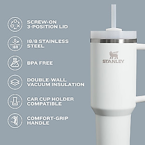 Stanley Quencher H2.0 FlowState Stainless Steel Vacuum Insulated Tumbler with Lid and Straw for Water, Iced Tea or Coffee, Smoothie and More, Chambray, 40 oz