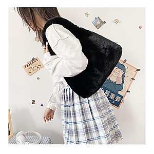 Women's Handbag Fleece Shoulder Bag Hobo Tote Bag Faux Fur Retro Casual Warm Clutch Cute Mini Purse