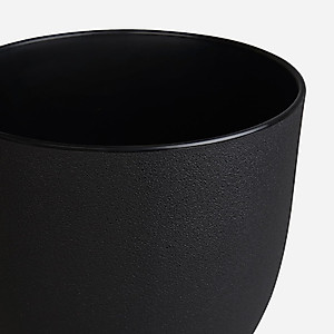 Moneysdodo 8 inch Plant Pots Set of 4 Pack, Plastic Planters with Drainage Holes and 4 Saucers, Morden Decorative Creation Flower Pots for Indoor & Outdoor Garden House Plants, Black