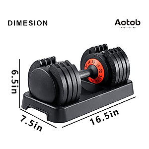 AOTOB 55 lbs (Pair) Adjustable Dumbbell Set, Dumbbells Adjustable Weights with Anti-Slip Fast Adjust Turning Handle, Dumbbell Sets Adjustable for Men and Women, Dumbbells Pair for Home Gym Exercise