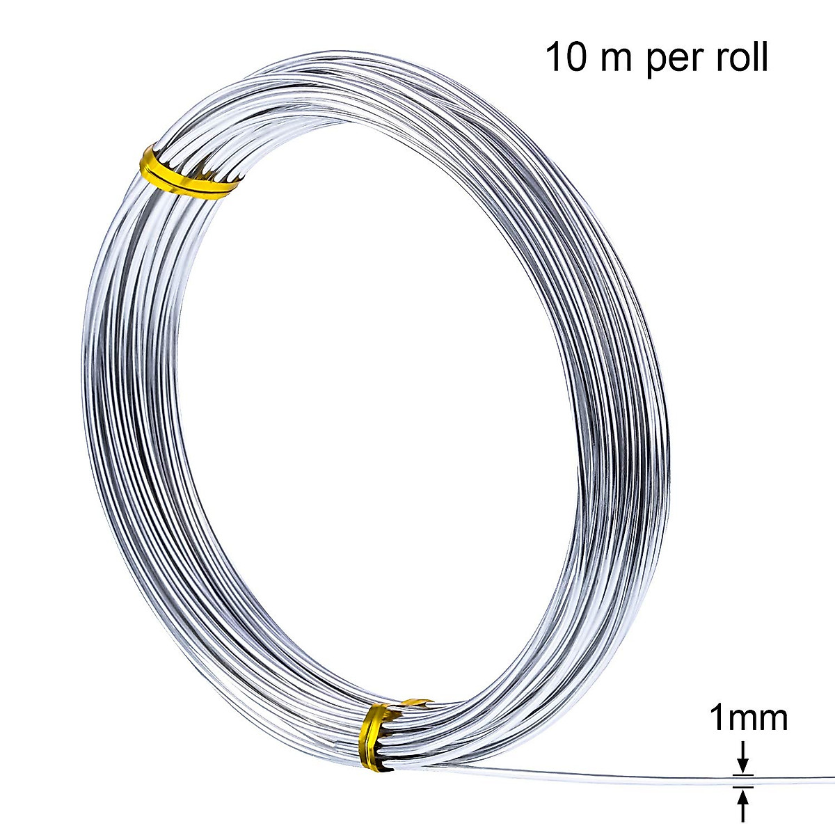 TecUnite Aluminum Craft Wire for Sculpting Armature Bendable Craft Wire for DIY Jewelry Making (1 Roll,Silver,10 M x 1 mm)