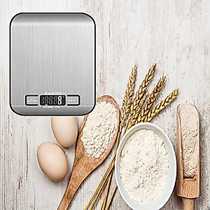 KAZETEC Digital Kitchen Scale,Multifunction Food Scale Measure Weight(MAX:11LB/5KG/176OZ)Accurately,Stainless Steel Scale Digital Weight,Large LCD Display,Waterproof,4 Unit(g/ml/oz/lb)