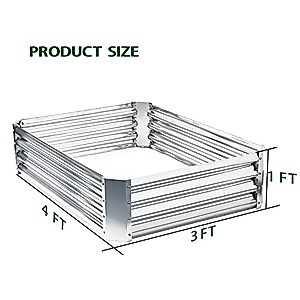 Gocamptoo Galvanized Raised Garden Bed Kit,Small Reinforced Metal Raised Boxes with Baking Varnish,Heavy Duty Planter Box Bed for Growing Flowers, Vegetables (4 x 3 Ft)