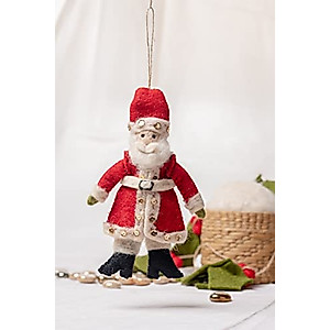 De Kulture Handmade Premium Wool Felt Christmas Santa Claus Ornament Eco Friendly Needle Felted Stuffed Ideal for Home Office Decoration Holiday Decor, 1.5x1.5x4.7 (LWH) Inches
