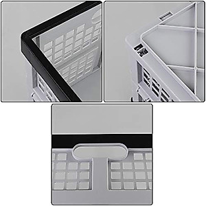 Xowine 30 L Plastic Collapsible Storage Crate, 3-Pack Stacking Folding Storage Crates, Gray, F
