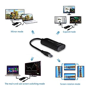 WAVLINK USB 3.0 to HDMI VGA Adapter, USB to VGA HDMI Adapter with Audio Port for Multiple Monitors, Support Windows 11,10, 8.1, 7, XP, and Mac