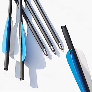 AMEYXGS Crossbow Arrows Hunting Carbon Arrow 18" 20" 22" Crossbow Bolts with 4" vanes Feather and Replaced Arrowhead for Outdoor Bow Hunting (6 pcs 18 '')