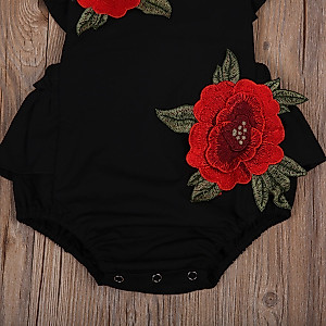 Baby Girls Jumpsuit Newborn Infant Kids Floral Clothes Summer Romper Bodysuit Sundress Outfits (6-12 Months, Black)