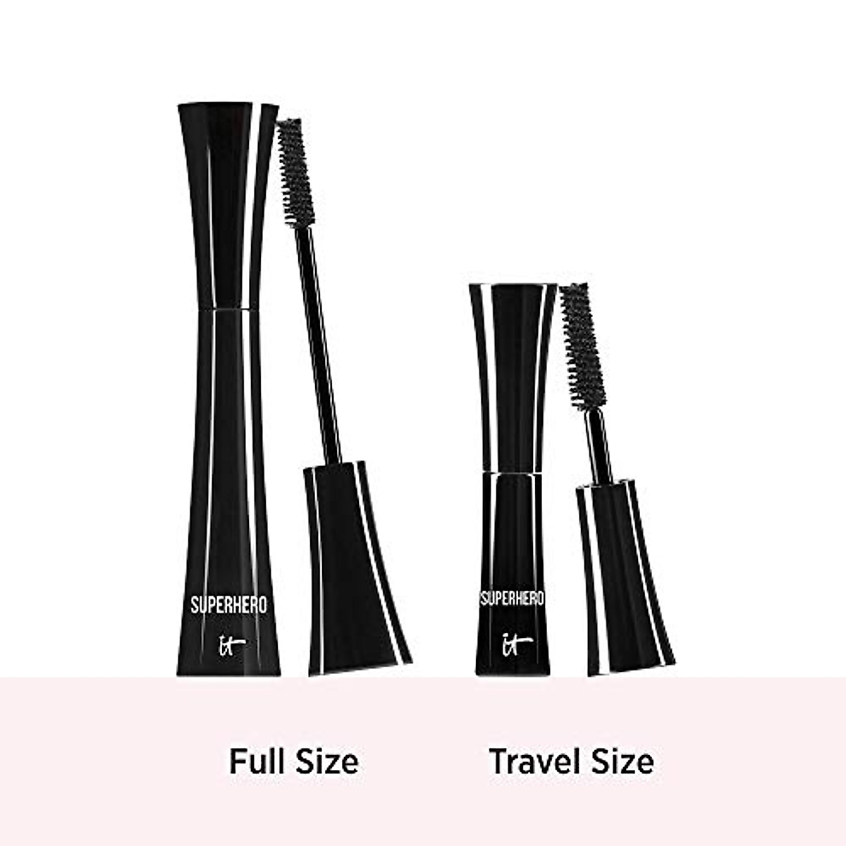 IT Cosmetics Superhero Mascara, Super Black - Elastic Stretch Volumizing & Lengthening Mascara - Lifts, Separates & Conditions Lashes - With Collagen, Biotin & Peptides - 0.3 fl oz