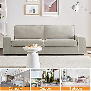 EASELAND Sofa Couch, 88" Chenille Loveseat for Living Room, 3 Seater Lounge Sofa for Bedroom with Removable Back and Seat Cushions, Modern Deep Seat Comfy Couch with Solid Wood Legs and Armrest(Beige)