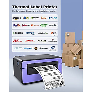 POLONO Shipping Label Printer, 4x6 Thermal Label Printer for Shipping Packages, Commercial Direct Thermal Label Maker, Label Holder, Thermal Label Holder for Fan-Fold and Roll Labels
