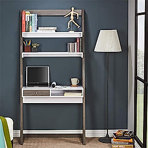 Furniture of America Lazlo Wood Writing Desk with Shelves in Distressed Gray