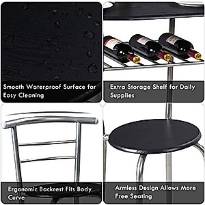 FANTASK 3 Pieces Dining Set, Breakfast Table Set w/Metal Frame and Storage Shelf, Compact Table and 2 Chairs Set for Home Bistro Pub Apartment Kitchen Dining Room Cafe