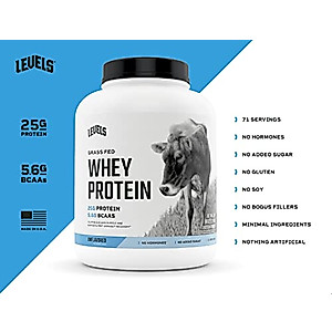 Levels Grass Fed 100% Whey Protein, No Hormones, Unflavored, 5LB
