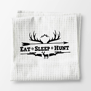 Voatok Eat Sleep Hunt Deer Hunting Quote Bath Towel,Hunting Lovers Gifts Decorative Towel,Hunters Gifts