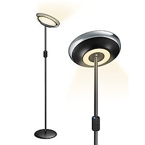 SYMPA LED Floor Lamp, Floor Lamps for Living Room, 30W Main Light and 15W Side Reading Lamp, 3000K-6000K Colors & Brightness Adjustable Standing Lamp with Touch Control Memory Function, 1H Timer