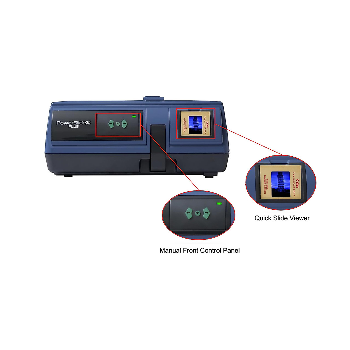 Pacific Image PowerSlide X Plus 35mm Slide Scanner. Auto Batch Scan Mounted Slides. Maximum 50 Slides/Batch Scan. 10000 dpi/True Color. 4.2 Dynamic Range. Mac/Pc.