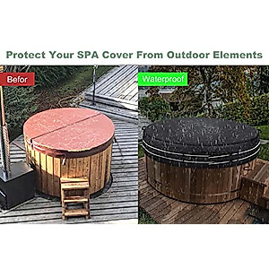 Round, Waterproof spa covers for Hot Tub, 600D Heavy Duty Replacement, Outdoor Patio hot tub cover Protector Cover, with Straps -Fit 80" D x 14" H
