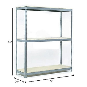 Global Industrial Wide Span Rack with 3 Shelves Wood Deck, 900 Lb Capacity Per Level, 72" W x 36" D x 84" H