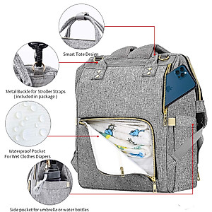 Diaper Bag Backpack Nappy Bags for Mom and Dad Diaper Bag with USB Charging Port Stroller Straps Thermal Pockets,Water Resistant, New Gray