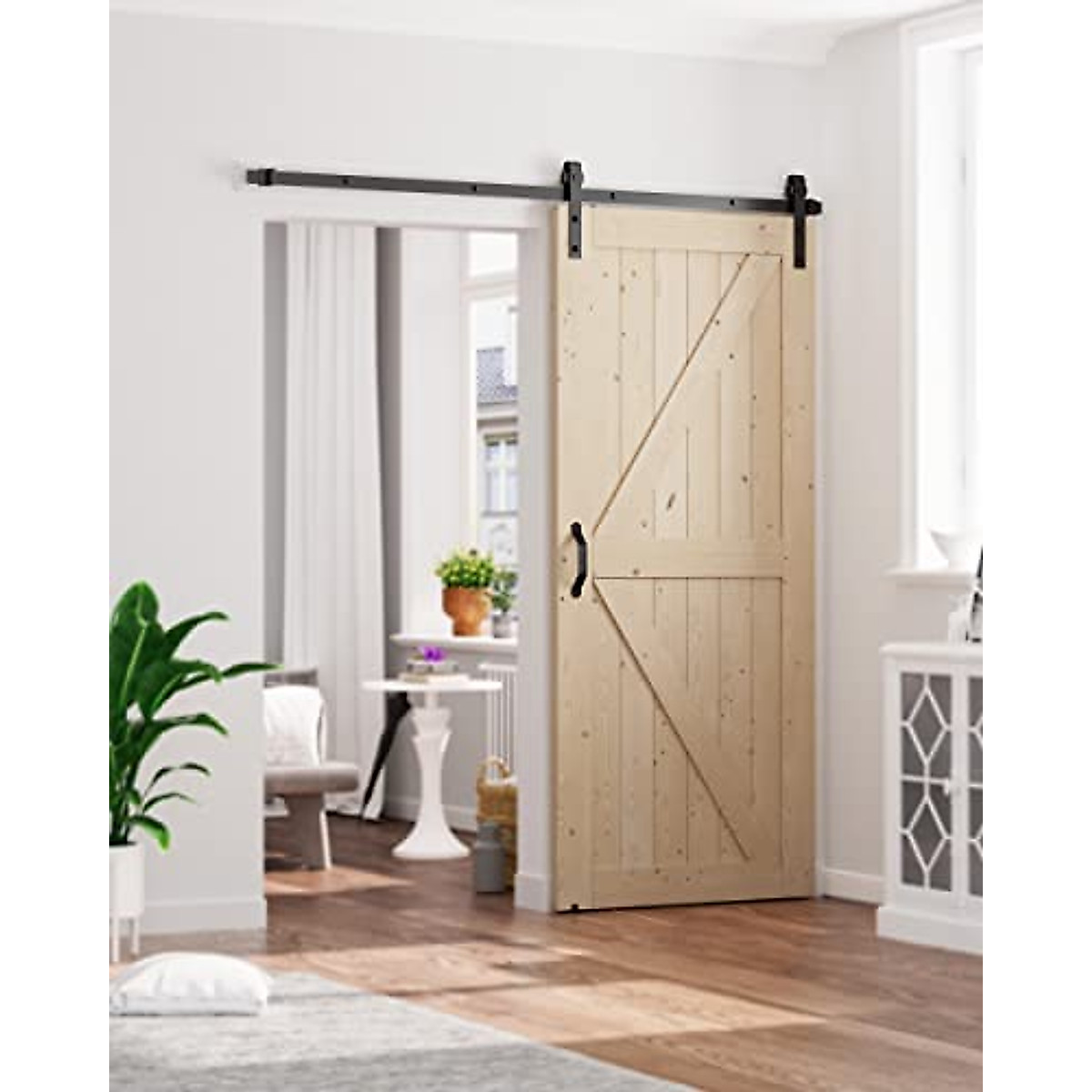 WINSOON 36 x 84 inch Sliding Barn Door Interior Paneled Slab, DIY Unfinished Barn Doors Solid Spruce Wood, K Frame, Pre-Drilled, Bottom Grooved, Easy to Install, Natural