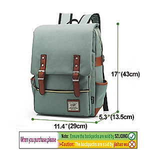 LIZAIDA MENENDEZ Vintage Laptop Backpack for Women Men,Travelling Backpack Casual Daypacks,15.6 Inch College Backpack With USB Charging Port (2-(Light green))