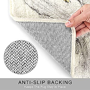 HAOCOO Bathroom Rugs 2'x 3' White Marble Faux Wool Bath Mat Non-Slip Door Carpet Soft Luxury Microfiber Machine-Washable Floor Rug for Doormats Tub Shower (2'x 3', Beige Marble)