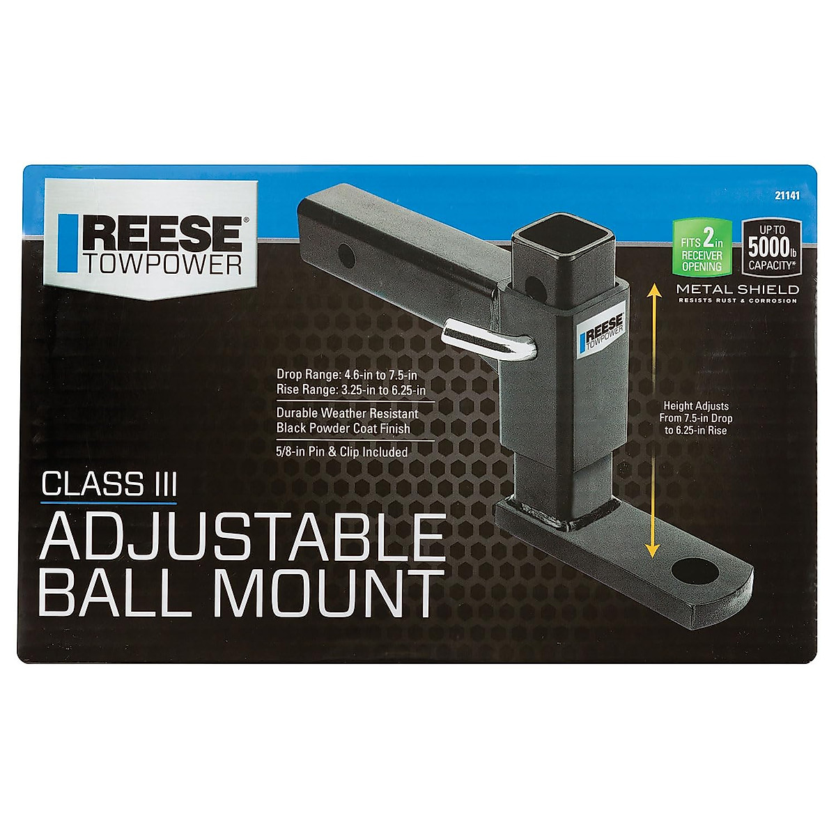 Reese Towpower 21141 Adjustable Ball Mount , Black