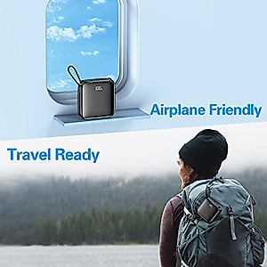 Portable Charger 20000mAh - 22.5W PD20W USB C Power Bank Fast Charging with Built-in Cables Lanyard 2in1, LED Display External Battery Pack with 4 Output 2 Input Charing Bank for iPhone, Samsung.