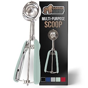 Gorilla Grip Stainless Steel Multipurpose BPA-Free Spring Scoop, 2 TBSP, Melon Ballers, Cookie Dough Scoops, Perfect Portion Sizes, Easy Squeeze and Clean Release, Scooper Size 30, Mint