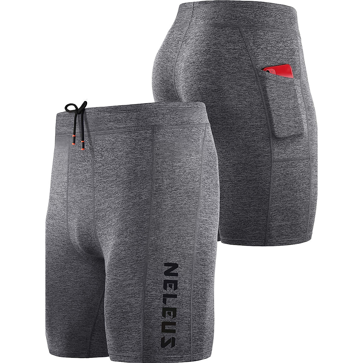 NELEUS Men's 3 Pack Running Compression Shorts with Pockets Dry Fit Professional Athletic Shorts,6072,Black,Grey,White,US M,EU L